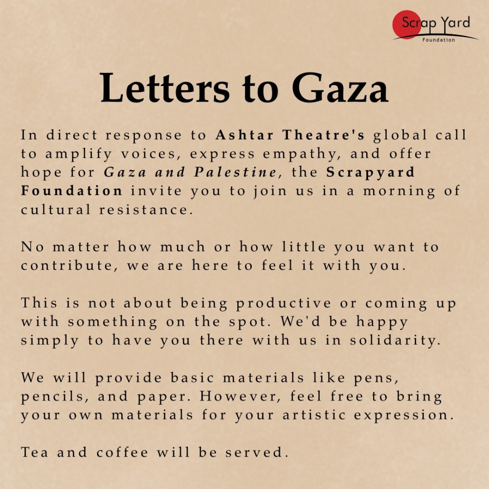 LETTERS TO GAZA Tickets, Scrapyard-The Theatre, Vikas Gruh Road ...