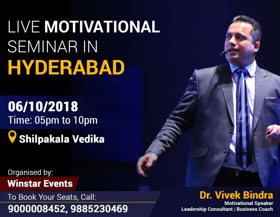 High Power Motivational Event by Dr.Vivek Bindra, Shilpakala Vedika, Hyderabad, 6 October 2018 ...