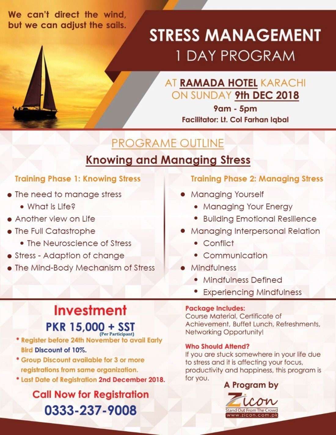 Exclusive "Stress Management" Training Program By Zicon., Ramada Plaza ...