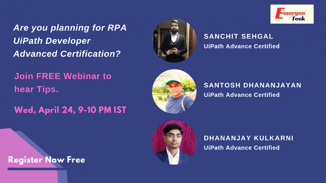 FREE Webinar | RPA UiPath Developer Advanced Certification | Wed, 24 ...