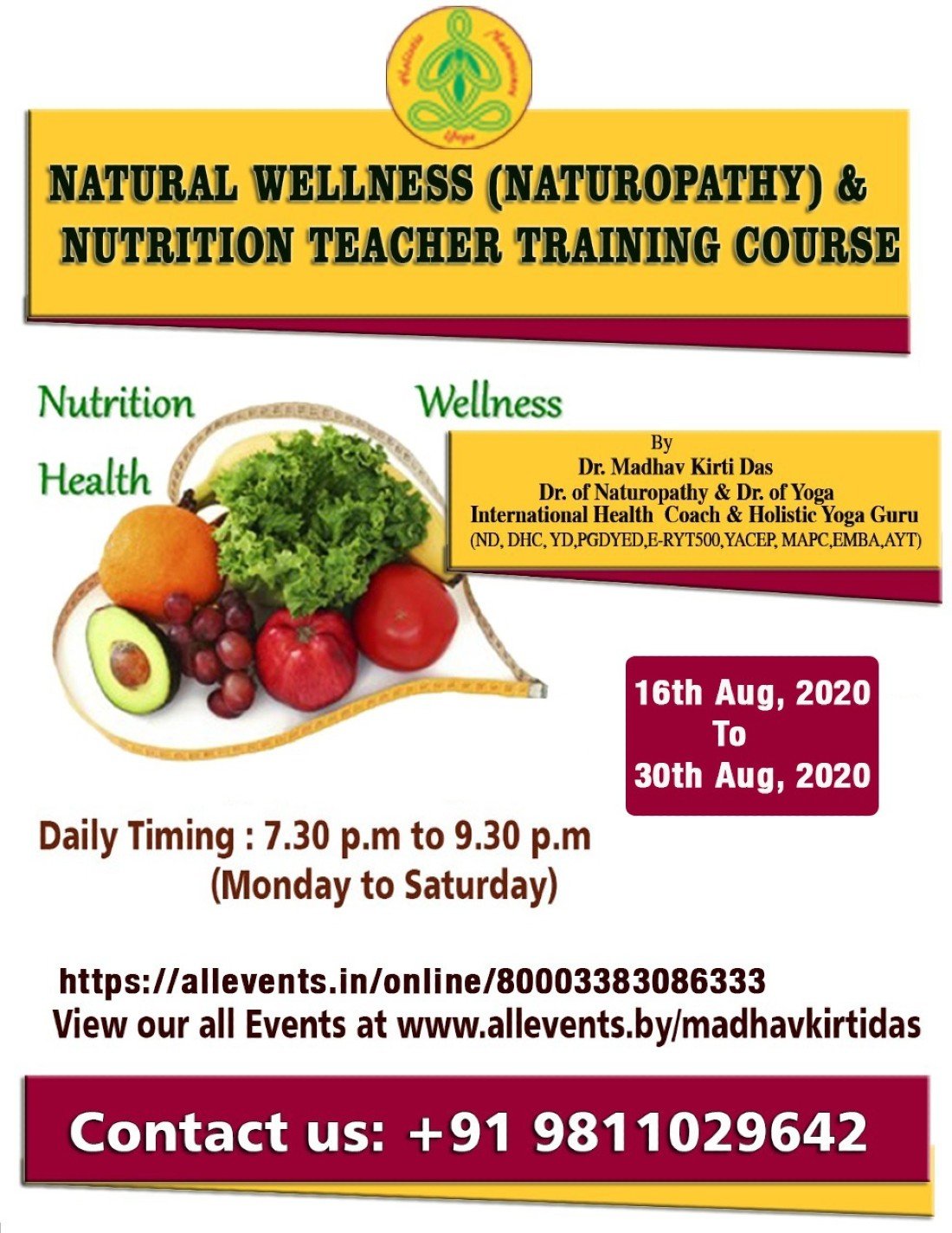 Online NTTC Program on Natural Wellness (Naturopathy) Nutrition ...