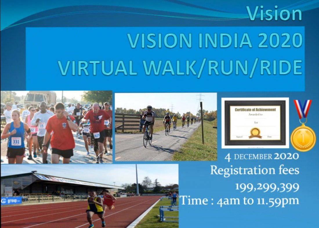 VISION INDIA 2020 VIRTUAL WALK / RUN / RIDE, December 4 2020 | Online ...