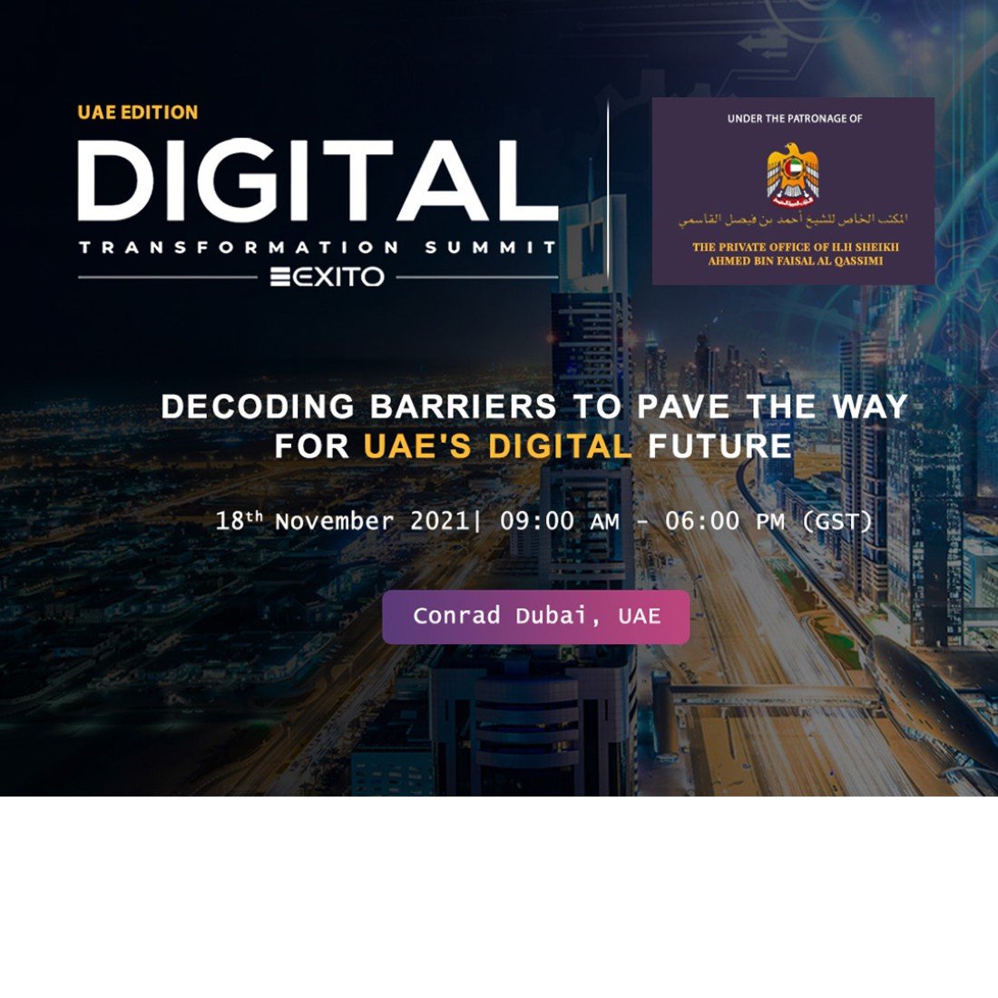 Digital Transformation Summit: UAE, Conrad Dubai,, November 18 2021 | AllEvents.in
