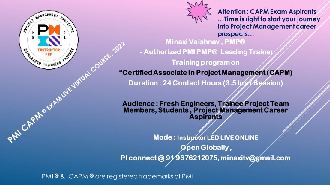 PMI CAPM® CERTIFICATION LIVE VIRTUAL TRAINING BASED ON PMBOK VER 6 With ...