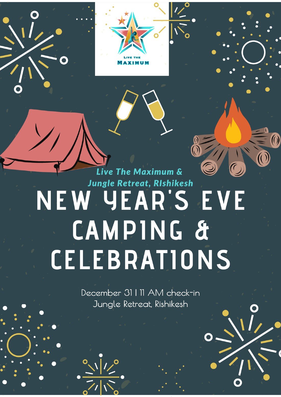 New Year Celebration on the river side in Rishikesh, Jungle Retreat ...