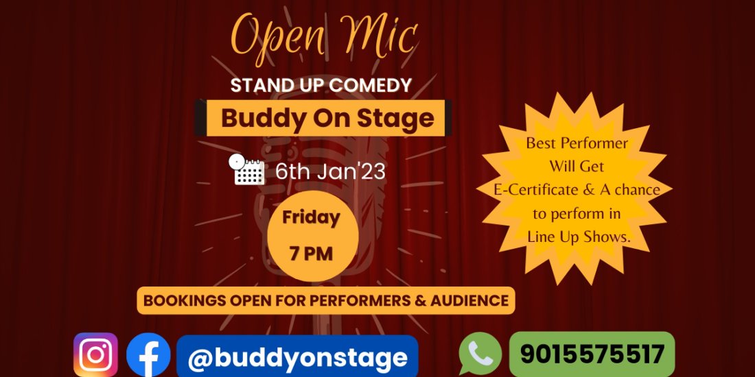 Comedy Shows | Poetry Shows | Open Mic Events | Buddy On Stage