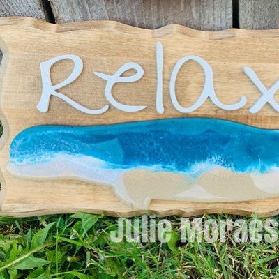 Art Class-Ocean Wave Resin Beluga Whale On Wood Board, Turnagain Arts ...