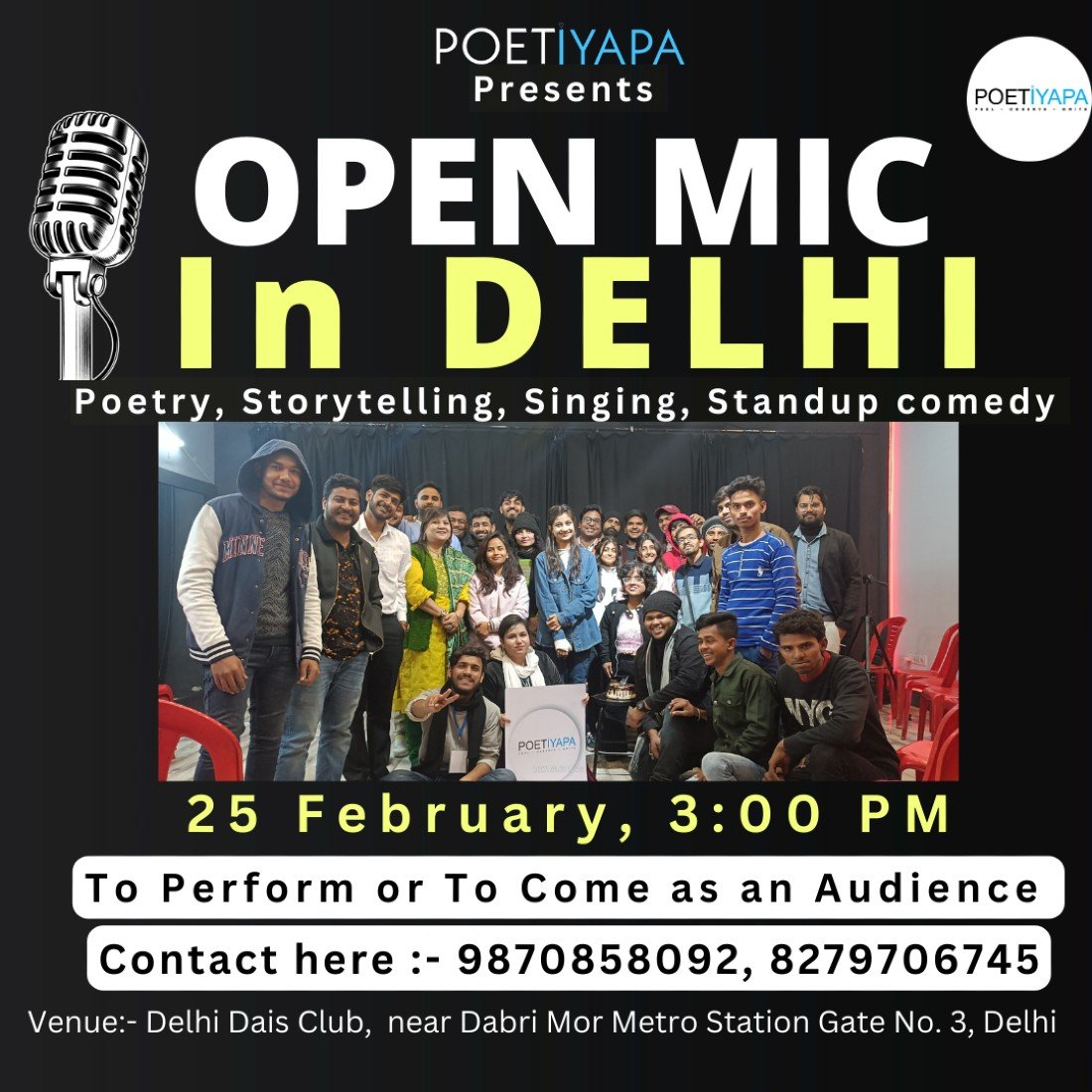 OPEN MIC IN DELHI - Poetry, Storytelling, Singing - Poetiyapa , Delhi ...