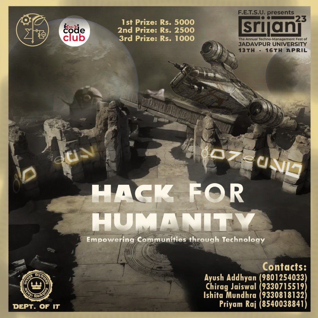 Hack For Humanity - Srijan 2023, Jadavpur University Salt Lake Campus, Kolkata, 15 April 2023 ...