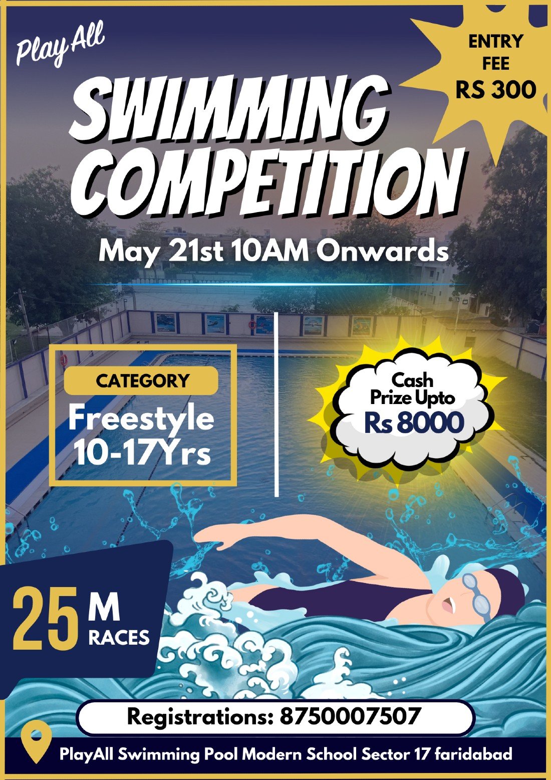 PlayAll Swimming Competition, PlayAll Swimming Pool, Faridabad, 21 May ...