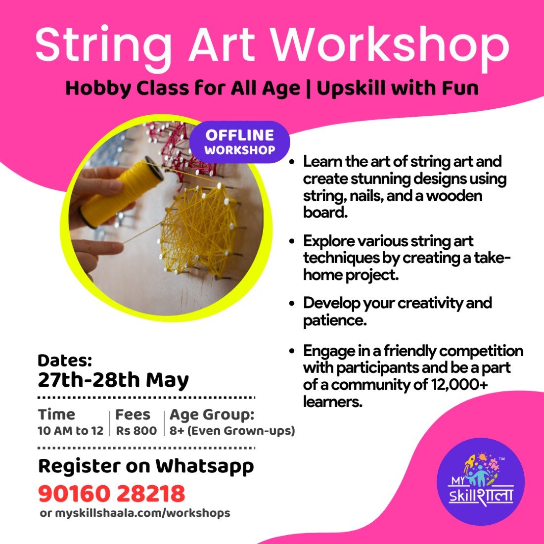 STRING ART | HOBBY WORKSHOP, My Skill Shaala, Vadodara, 27 May to 28 ...