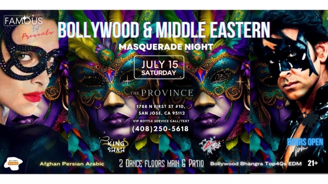 Bollywood & Middle Eastern Masquerade, The Province, San Jose, 15 July ...