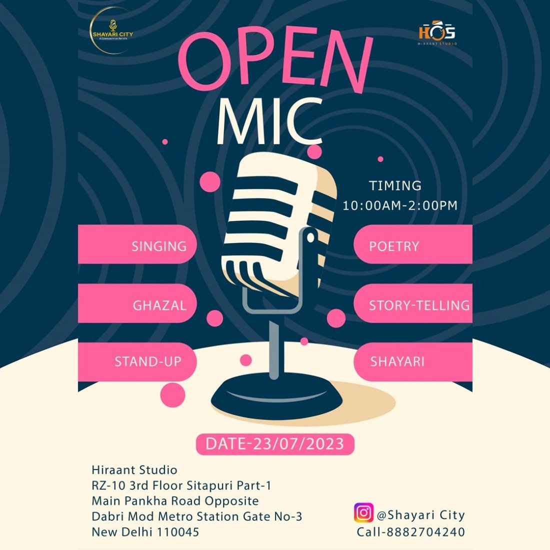SHAYARI CITY OPEN MIC Hiraant Studio Gali Number 3 Block E Sitapuri