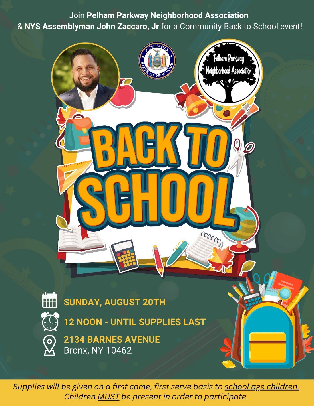 Pelham Parkway Neighborhood Association Hosts Back To School Supply