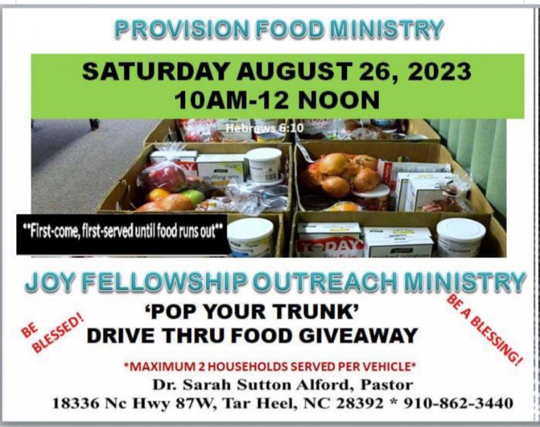 Pop Your Trunk Free Food Boxes, Joy Fellowship Outreach Ministry, Tar ...