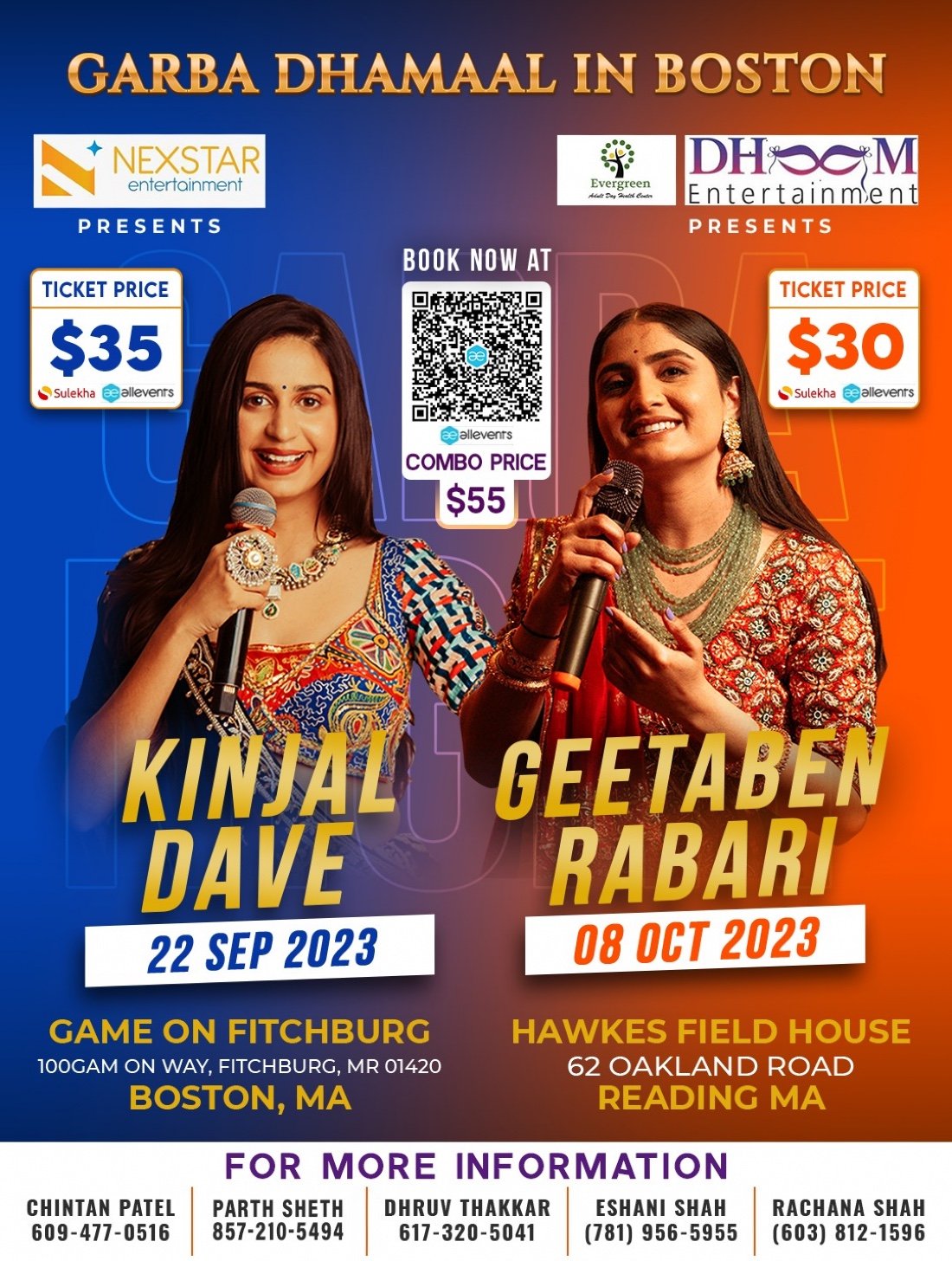 Kinjal Dave (22nd Sept) & Geeta Rabari (8th oct) Garba live in Boston - Combo Tickets, Game On ...