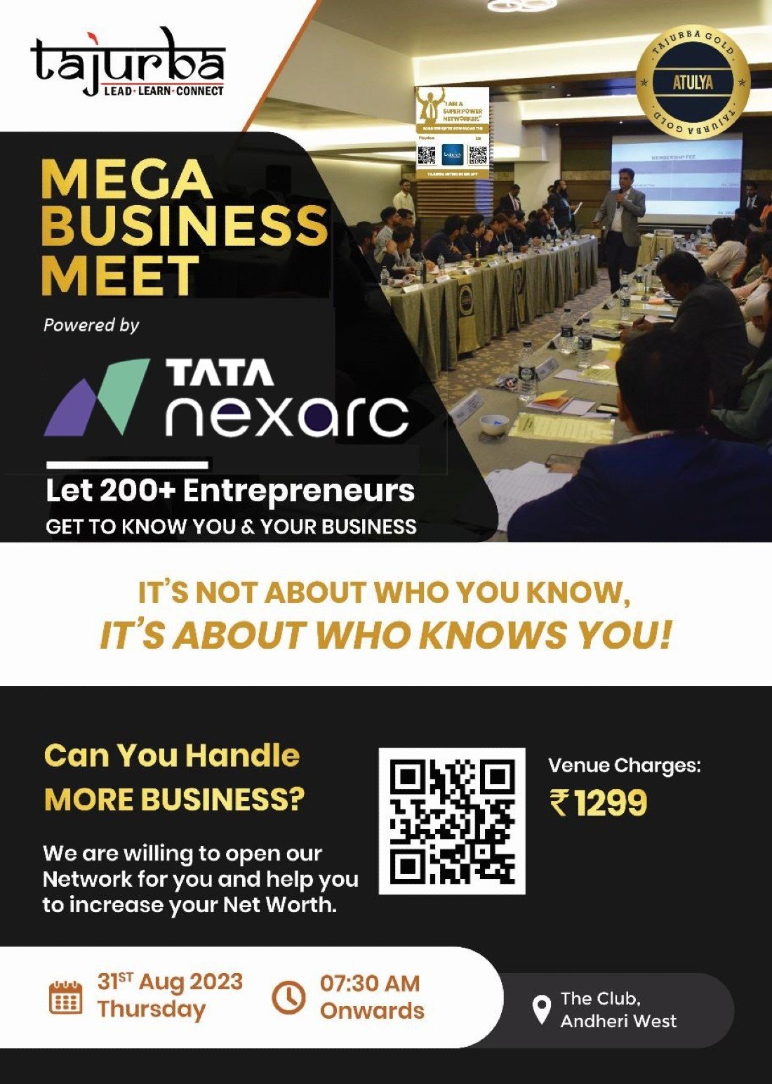 TAJURBA ATULYA MEGA BUSINESS MEET, The Club Mumbai, August 31 2023 ...