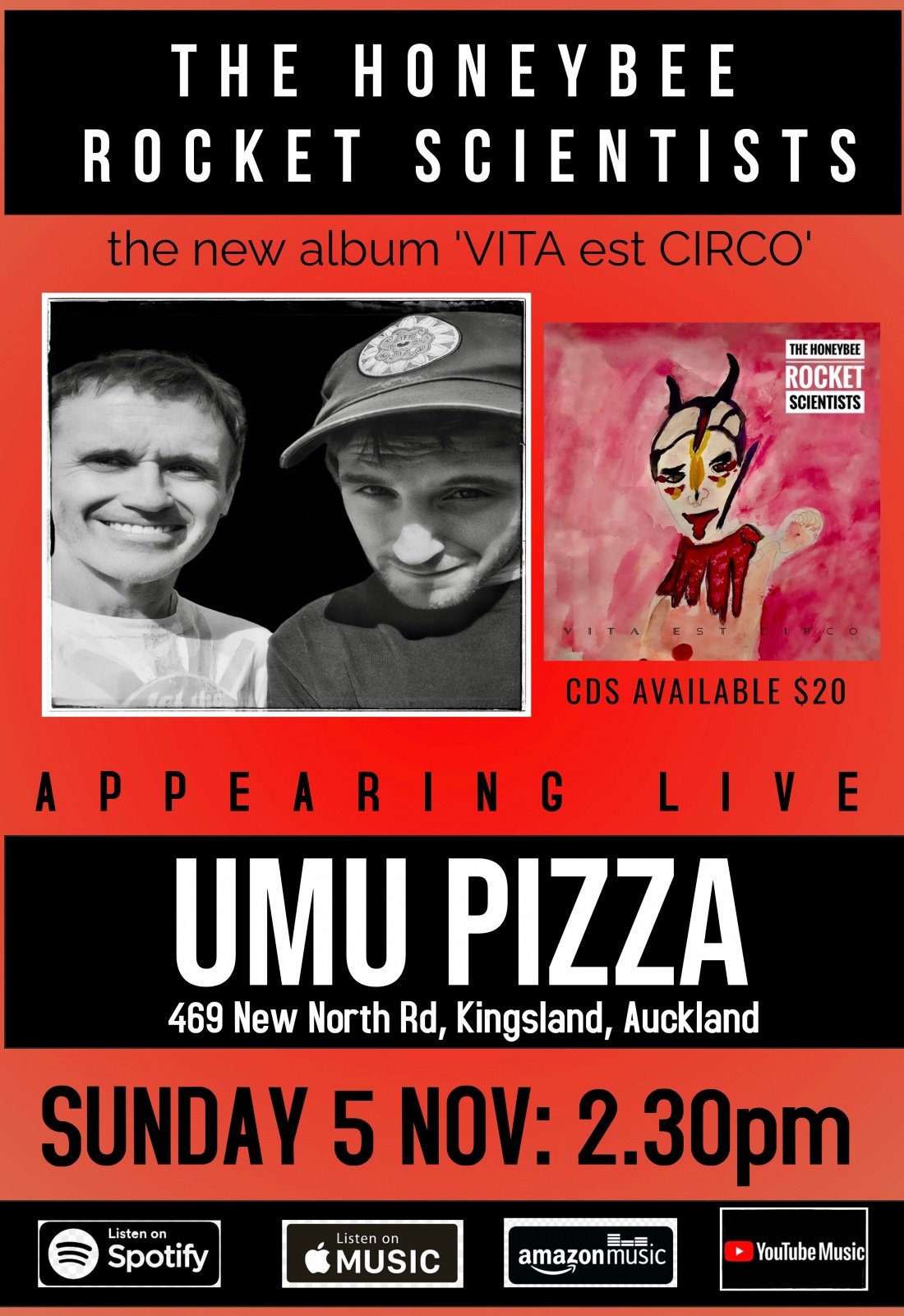 The Honeybee Rocket Scientists "Vita est Circo" Album release show, Umu ...