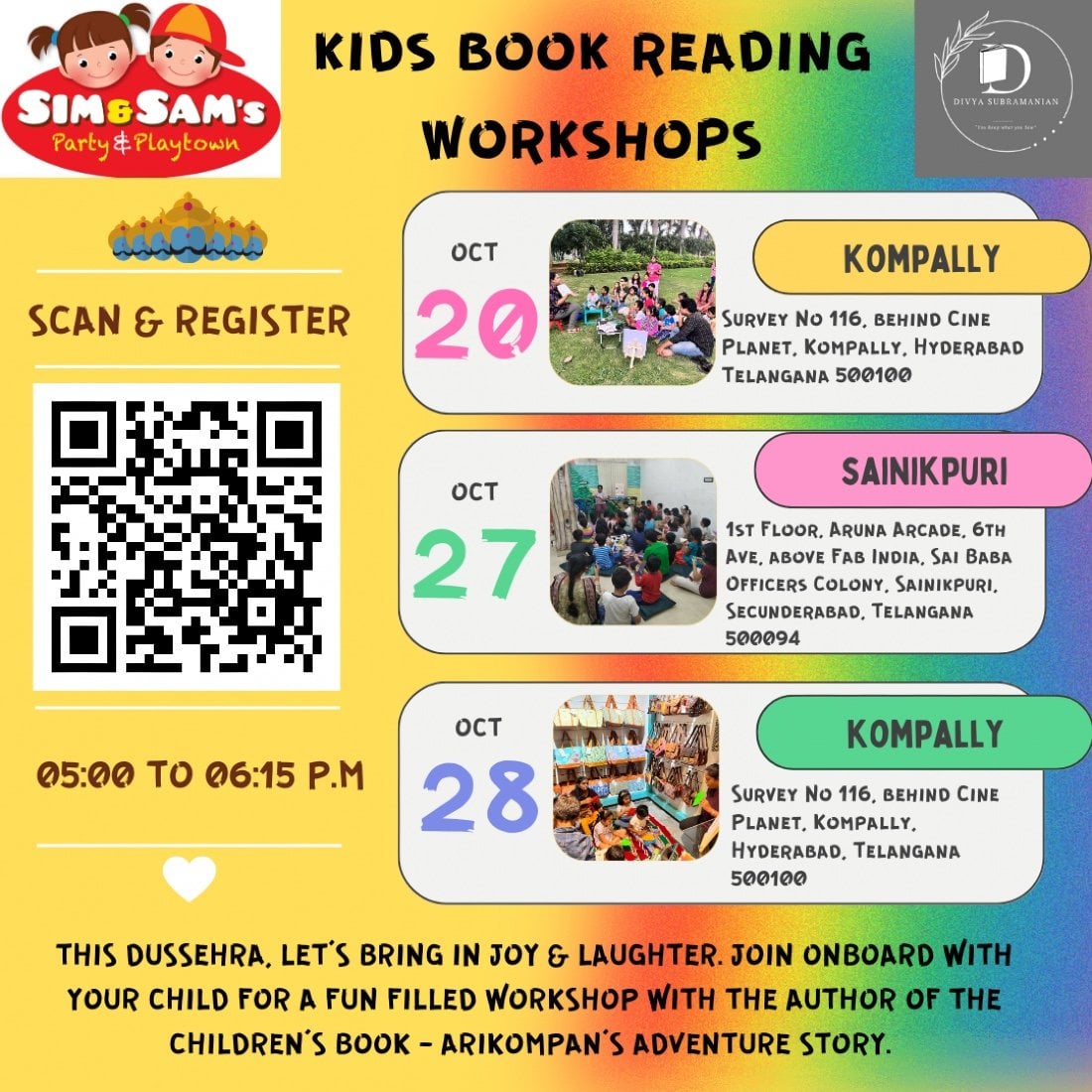 Free Book Reading Workshop @ Sim & Sams Party & Playtown, Telangana, SIM & SAM'S PARTY AND ...