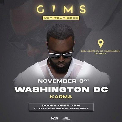 GIMS USA TOUR, KARMA DC LIVE MUSIC VENUE, Washington, November 3 to ...