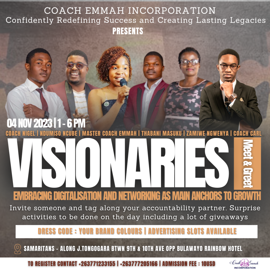 Visionaries Meet and Greet, Samaritans, Bulawayo, 4 November 2023 | AllEvents.in