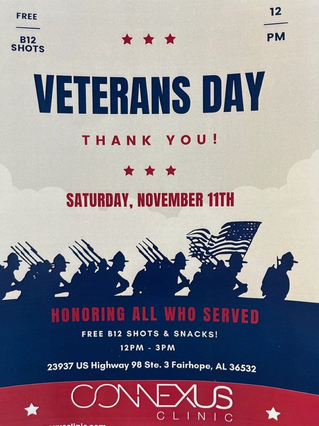 VETERANS DAY THANK YOU EVENT, Connexus Clinic, Alabama, 11 November ...