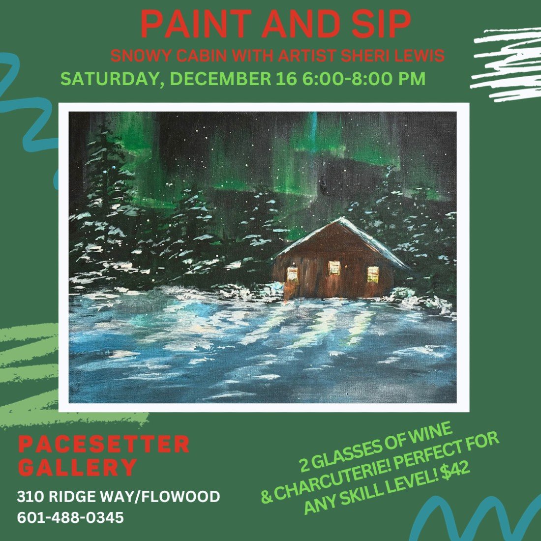 December Paint and Sip: Snowy Cabin with Sheri Lewis, Pacesetter ...