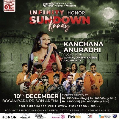 INFINITY SUNDOWN LIVE in KANDY, Bogambara prison Park, Kandy, December 10 2023 | AllEvents.in