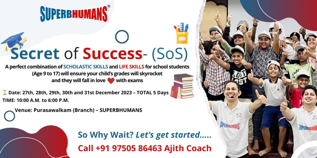 Secrets of Success (SoS) , Purasaiwakkam, Chennai, 27 December to 31 ...