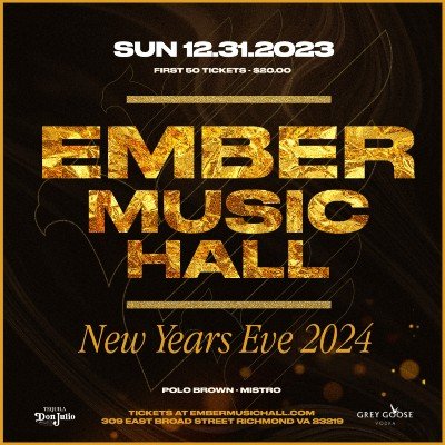 NYE 2024 RVA Celebration All That Glitters at Ember Music Hall, Ember ...