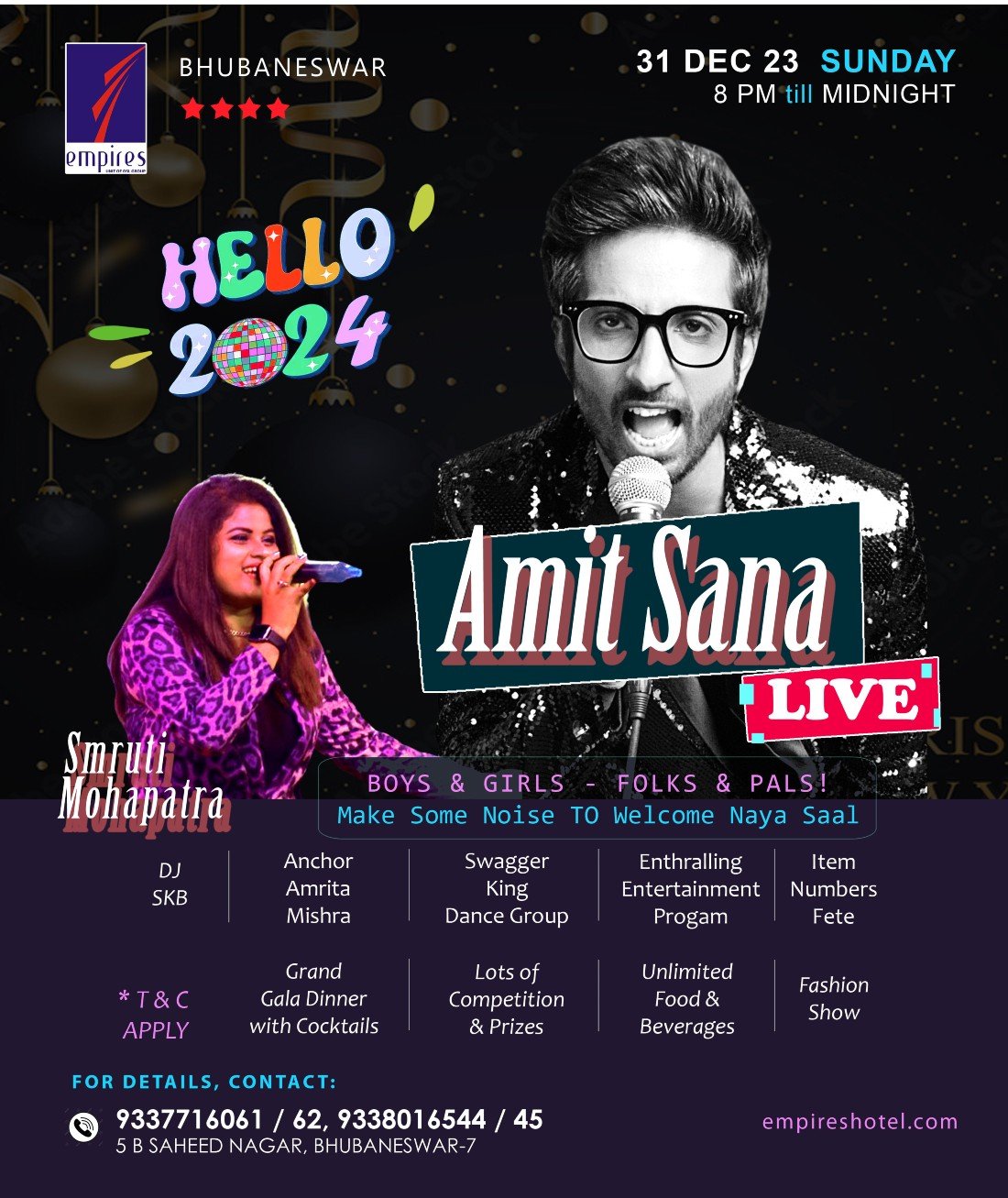 AMIT SANA LIVE, Empires Hotel Bhubaneswar, 31 December 2023 | AllEvents