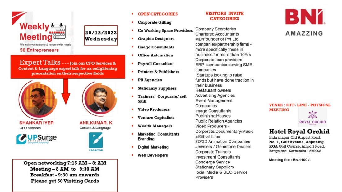 Entrepreneurs meetup with 50+ Business leaders, HAL Old Airport Road ...