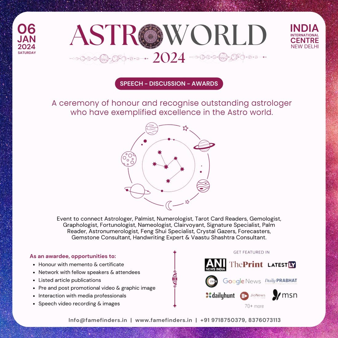 Astro World 2024, India International Centre, New Delhi, 6 January 2024 ...