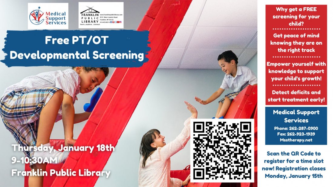 Free Physical and Occupational Therapy Developmental Screenings, Franklin Public Library, 18 ...