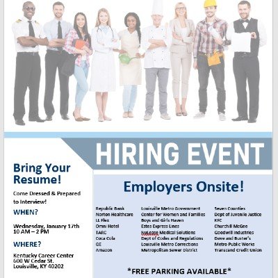 KY Career Center Job Fair, KY Career Center, Louisville, January 17 ...