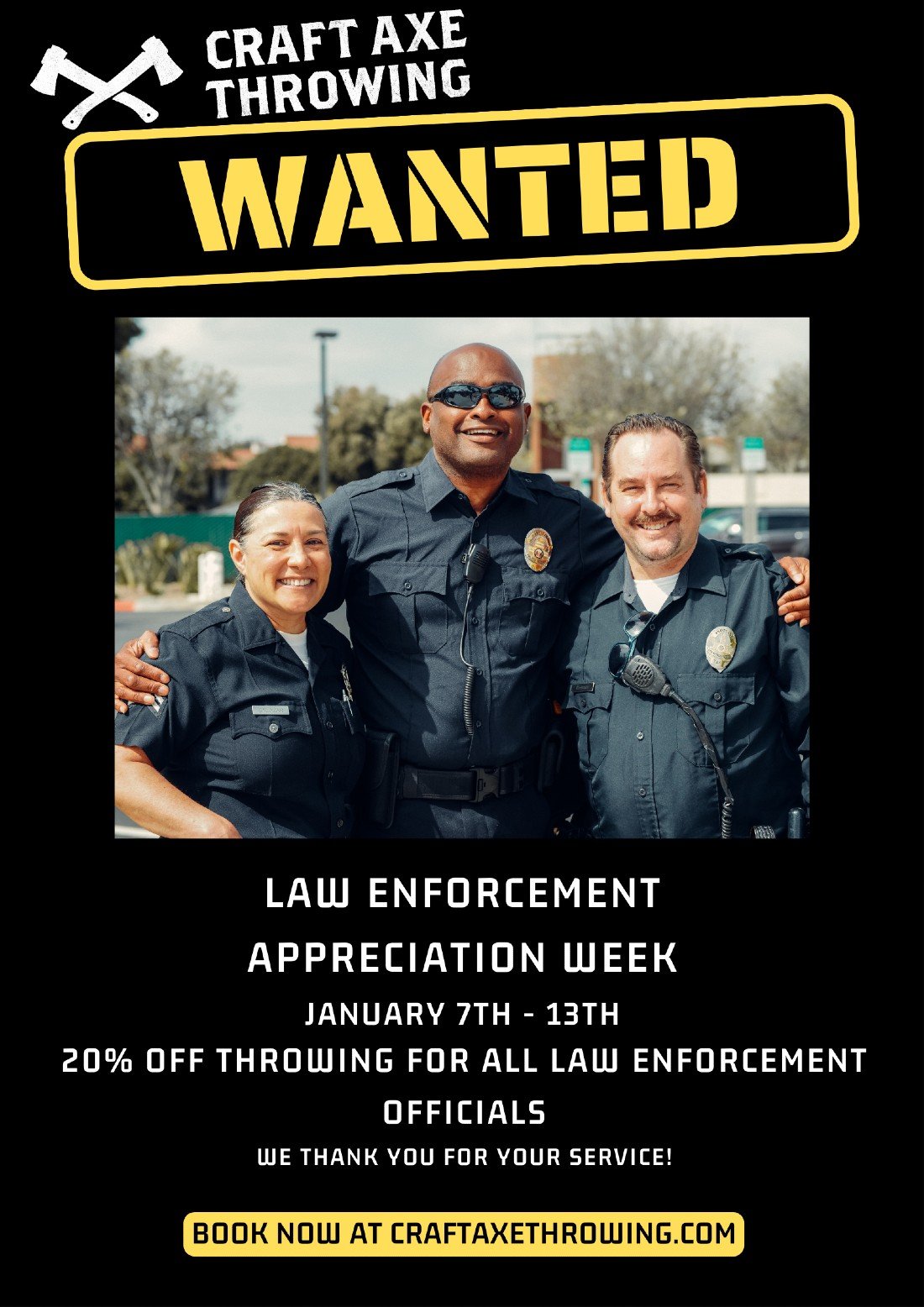 Law Enforcement Appreciation Week, Craft Axe Throwing, Albany, 7 ...
