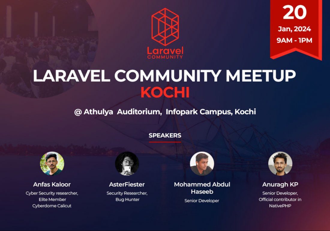 LARAVEL COMMUNITY MEETUP - KOCHI, Athulya Hall, Ernakulam, 20 January 2024 | AllEvents