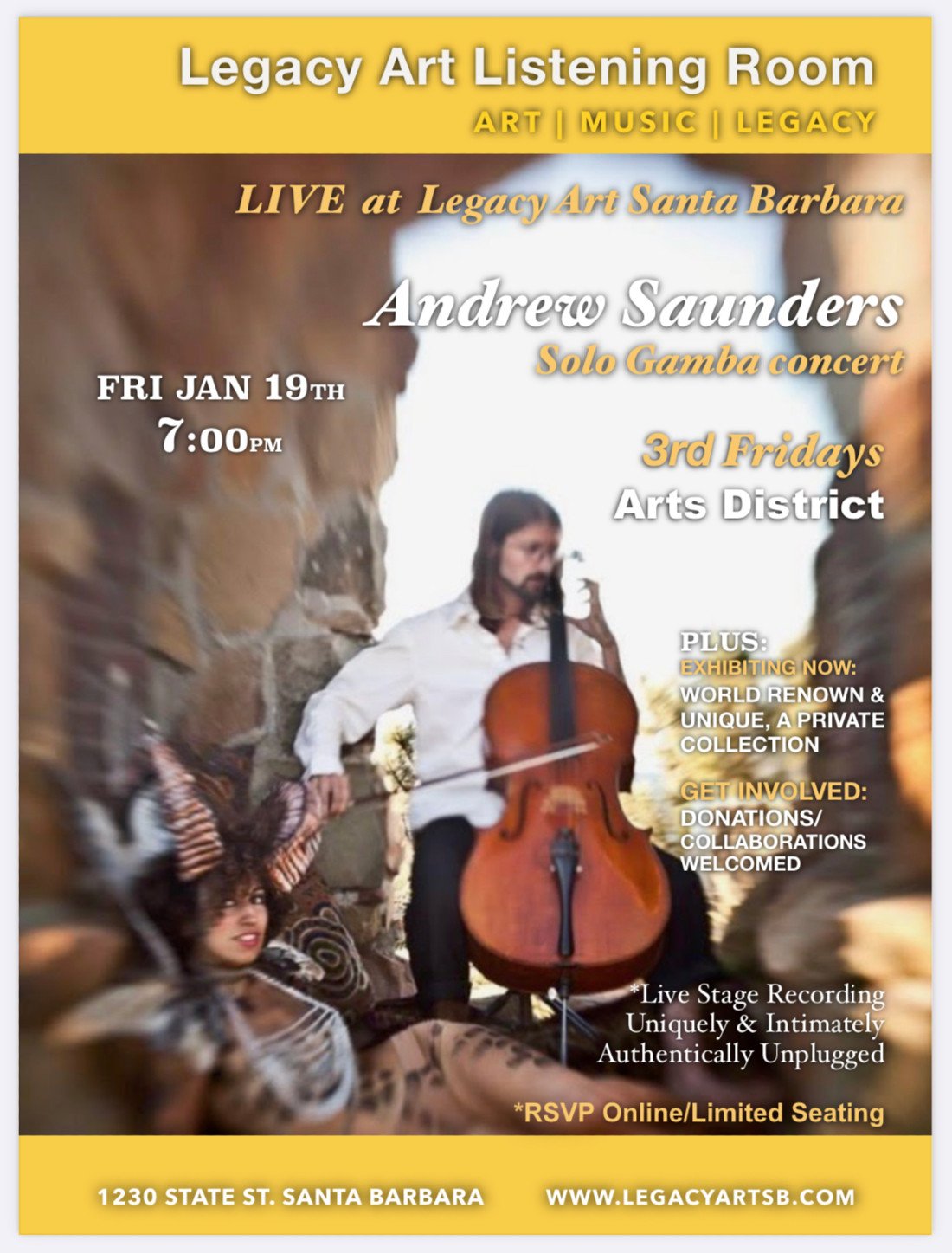 "Holy Gamba! Live concert with Andrew Sanders", Legacy Art Santa ...
