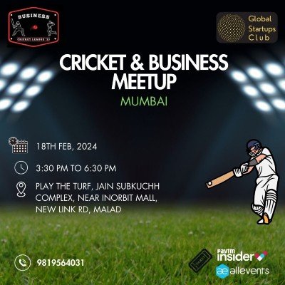 CRICKET BUSINESS MEETUP Tickets, Play The Turf, Malad - by SPORLOC ...