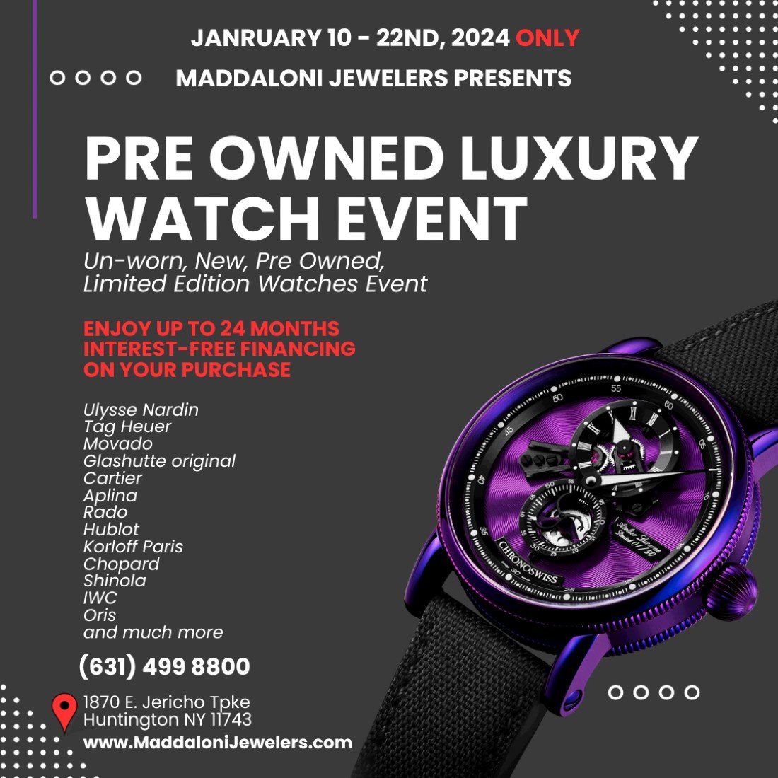 Pre Owned Luxury Watch Long Island Event by Maddaloni Jewelers ...