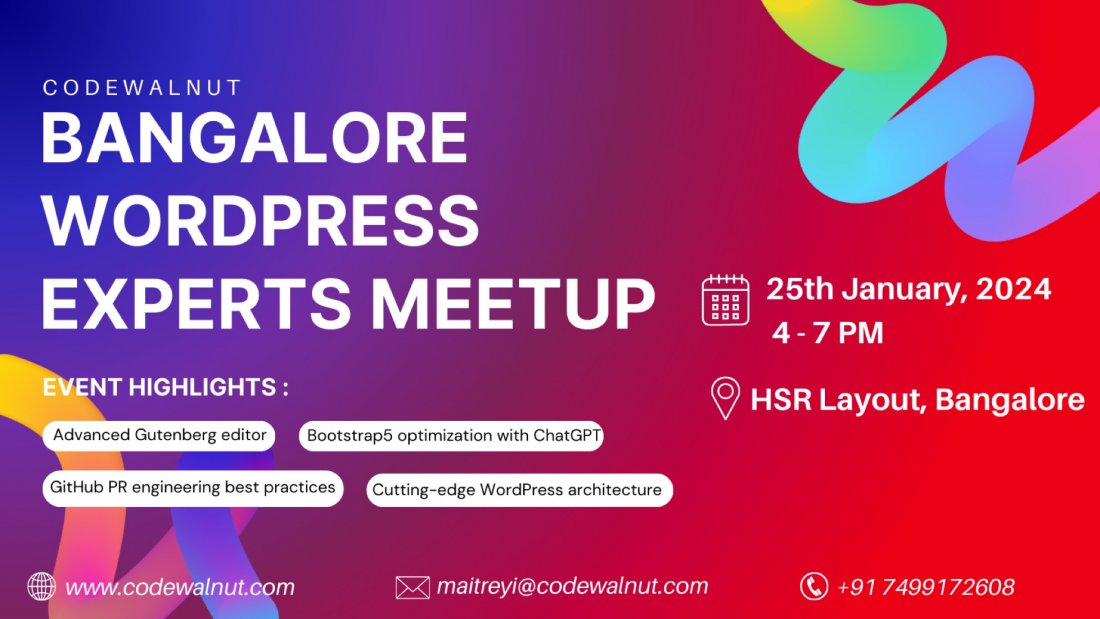 Bangalore WordPress Experts Meetup, HSR Layout, Bangalore, 25 January 2024 | AllEvents.in