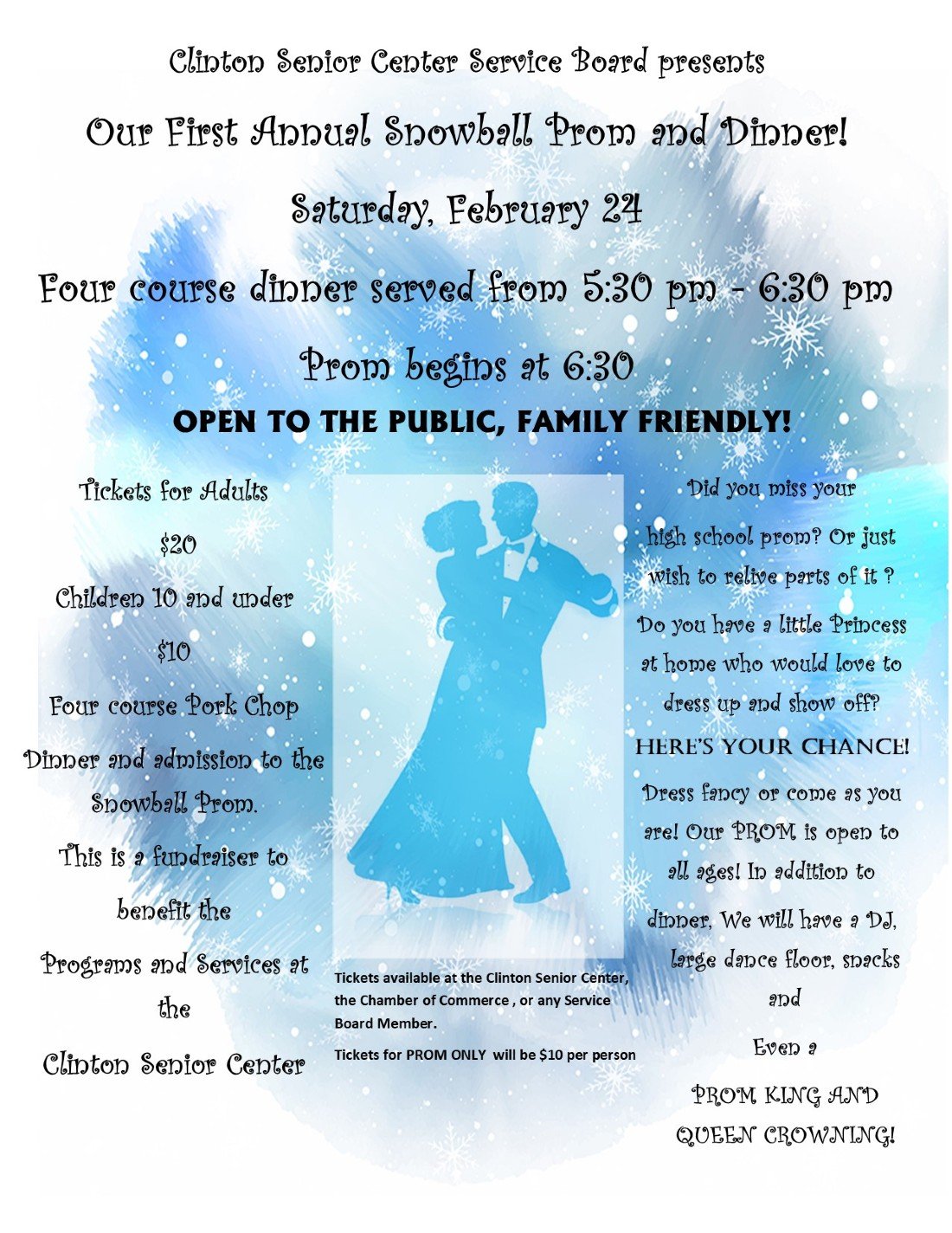 1st Annual SNOWBALL PROM and DINNER, Clinton Senior, 24 February 2024 ...