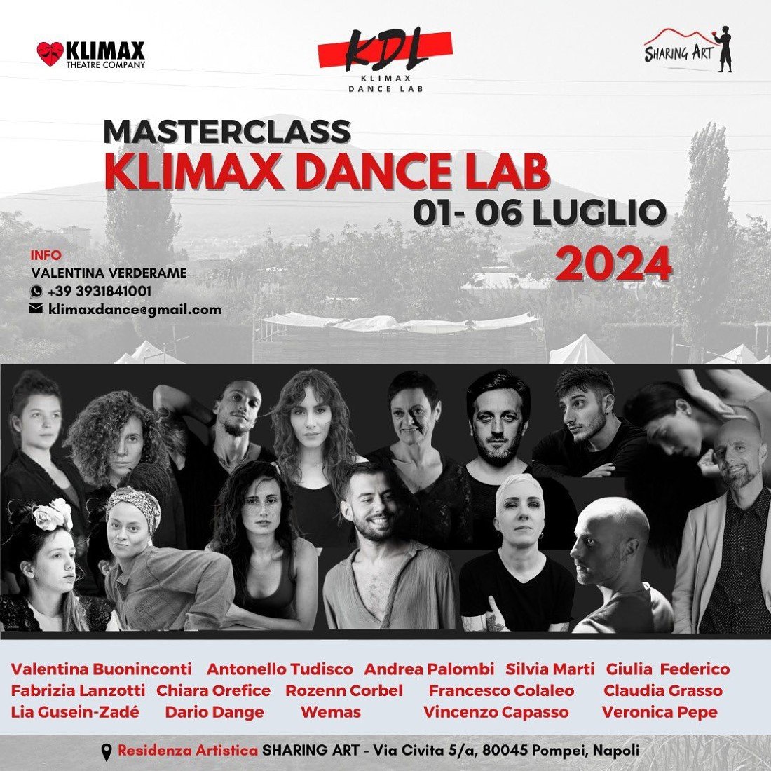 Masterclass Klimax Dance Lab 1/6 Luglio a Pompei, Residenza artistica Sharing Art Via Civita 5/a ...