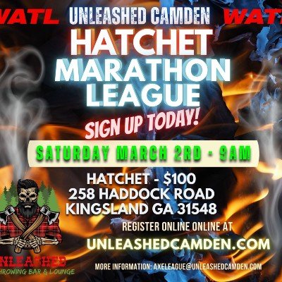 KINGSLAND, GA - Axe Throwing Marathon League Tickets, Unleashed Axe ...