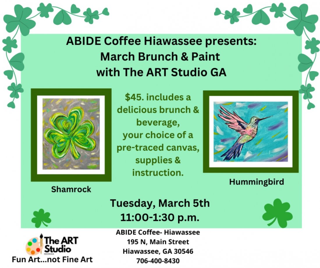ABIDE Coffee Brunch, Beans & Brushes , Abide Coffee Hiawassee, 5 March ...