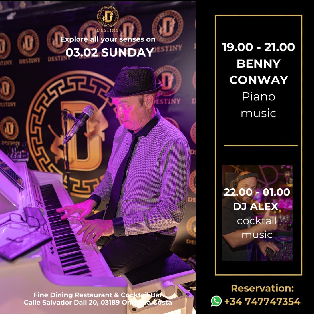 Sunday at Destiny: Featuring Benny Conways Piano & DJ Alexs Cocktail ...
