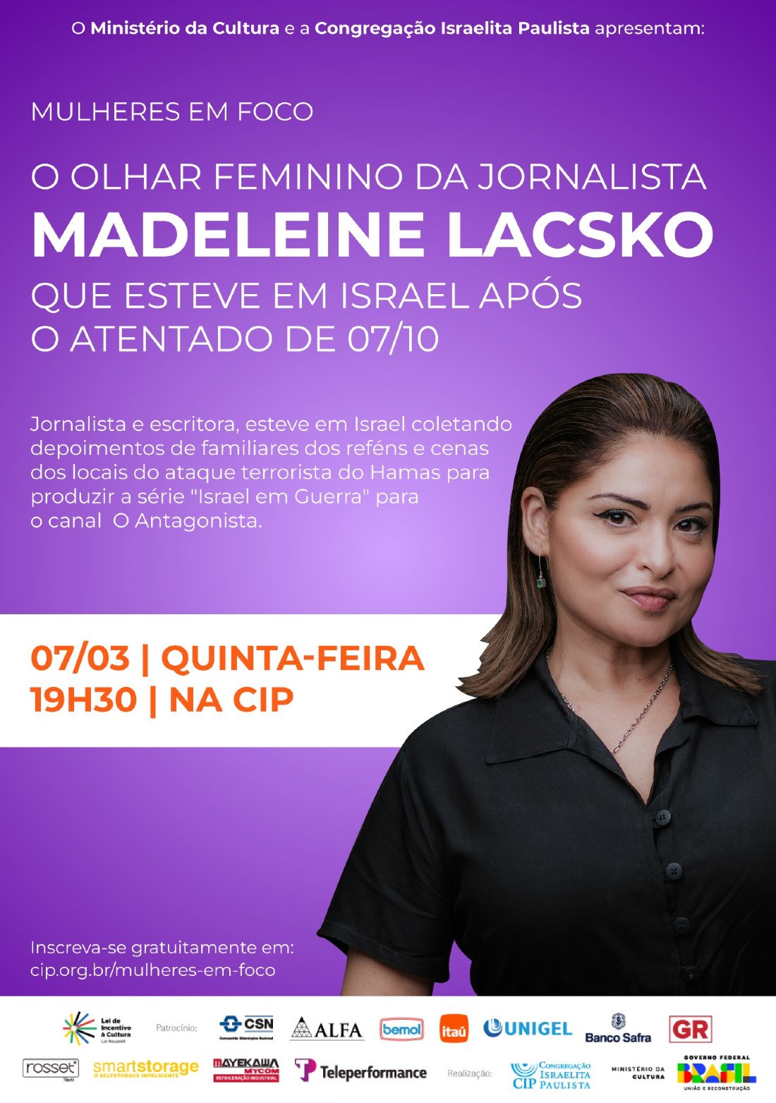 Jornalista Madeleine Lacsko fala sobre o que viu em Israel e na Fronteira de Gaza em evento na ...