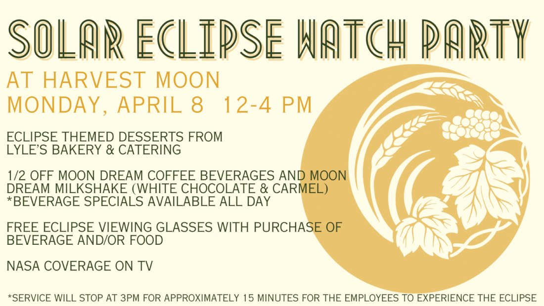 Solar Eclipse Watch Party, Harvest Moon Craft Kitchen, Canal Winchester ...