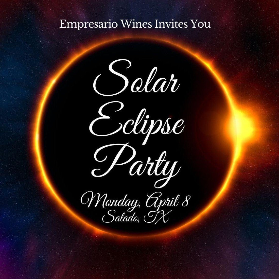 Free Solar Eclipse Party at Empresario Wines, Empresario Wines, Salado ...