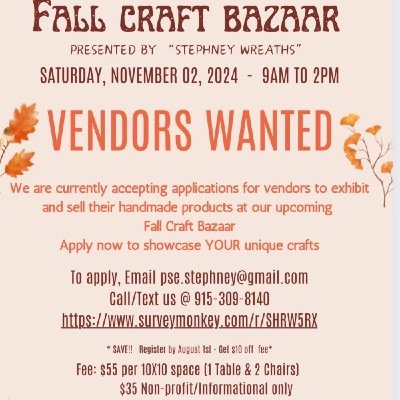 Fall Craft Bazaar, Family Life Center English Building 3025 W 14th St ...